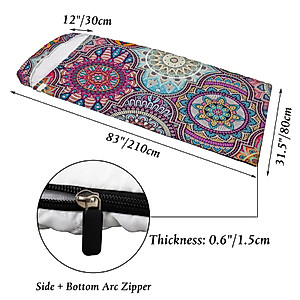 Sleeping Bag Sleep Bag Cover Hippie Mandala Patchwork Geometric Floral Mat for Travel Camping Hiking Women Men Adult 3 Seasons Cold Warm Weather