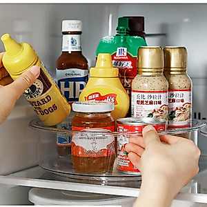 TOPZEA 2 Pack Divided Lazy Susan Turntable, 12 Inch Divided Spinning Storage Container Kitchen Organizer for Cabinets, Pantry, Countertops, Fridge, Bathroom, 4 Compartments, Clear