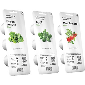 Click & Grow Indoor Herb Garden Kit with Grow Light | Easier Than Hydroponics Growing System | Smart Garden for Home Kitchen Windowsill | Vegetable & Herb Garden Starter Kit with 9 Plant pods, Gray