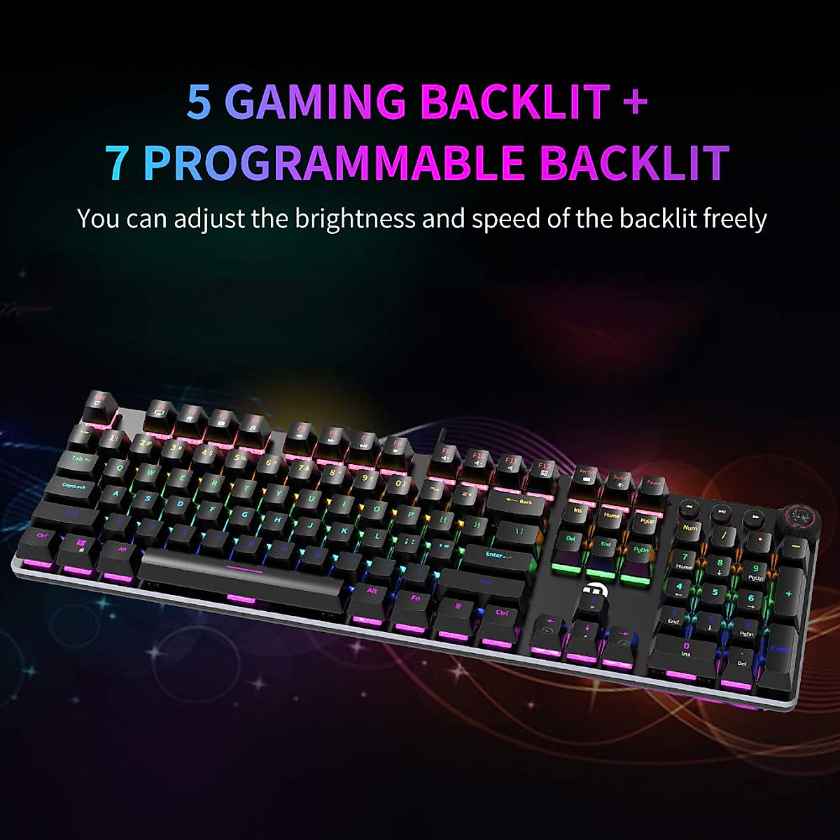 NINGMEI GK32 Mechanical Gaming Keyboard, USB Wired Programmable Keyboard Customizable Backlit RGB LED, 108 Keys Programmable Macro Functionality Anti-ghosting Mechanical Cushioned for PC MacBook pro