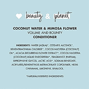 Love Beauty and Planet Volume and Bounty Thickening Conditioner Coconut Water and Mimosa Flower Hair Thickener for Fine Hair Silicone-Free, Vegan, Volume Hair Products 32.3 oz