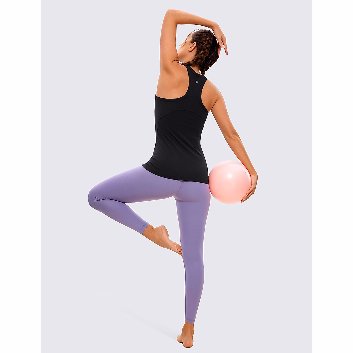 CRZ YOGA Butterluxe Womens Workout Racerback Tank Top High Neck Athletic Camisole Tanks Running Sleeveless Tops Gym Shirts Black Small