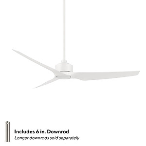 WAC Smart Fans Stella Indoor and Outdoor 3-Blade Smart Home Ceiling Fan 60in Matte White with Remote Control works with Alexa and iOS or Android App (NO LED LIGHT KIT)