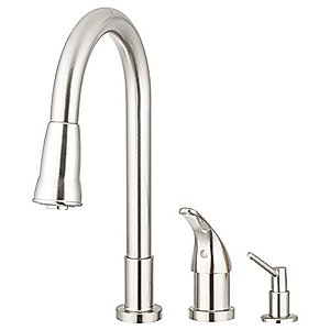Pacific Bay Grandview Pull-Down Kitchen Sink Faucet with Soap Dispenser (Brushed Satin Nickel)