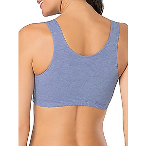 Fruit of the Loom Women's Built Up Tank Style Sports Bra Fashion Colors, Heather Blue/White/Heather Grey, 34