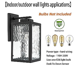 MARTEXBUY Wall-Mounted Outdoor Lights, Dusk to Dawn Exterior Light Fixture, Aluminum Waterproof Porch Light, Outside Wall Lanterns Wall Lights Wall Lamp, Black Wall Sconce for Garage House
