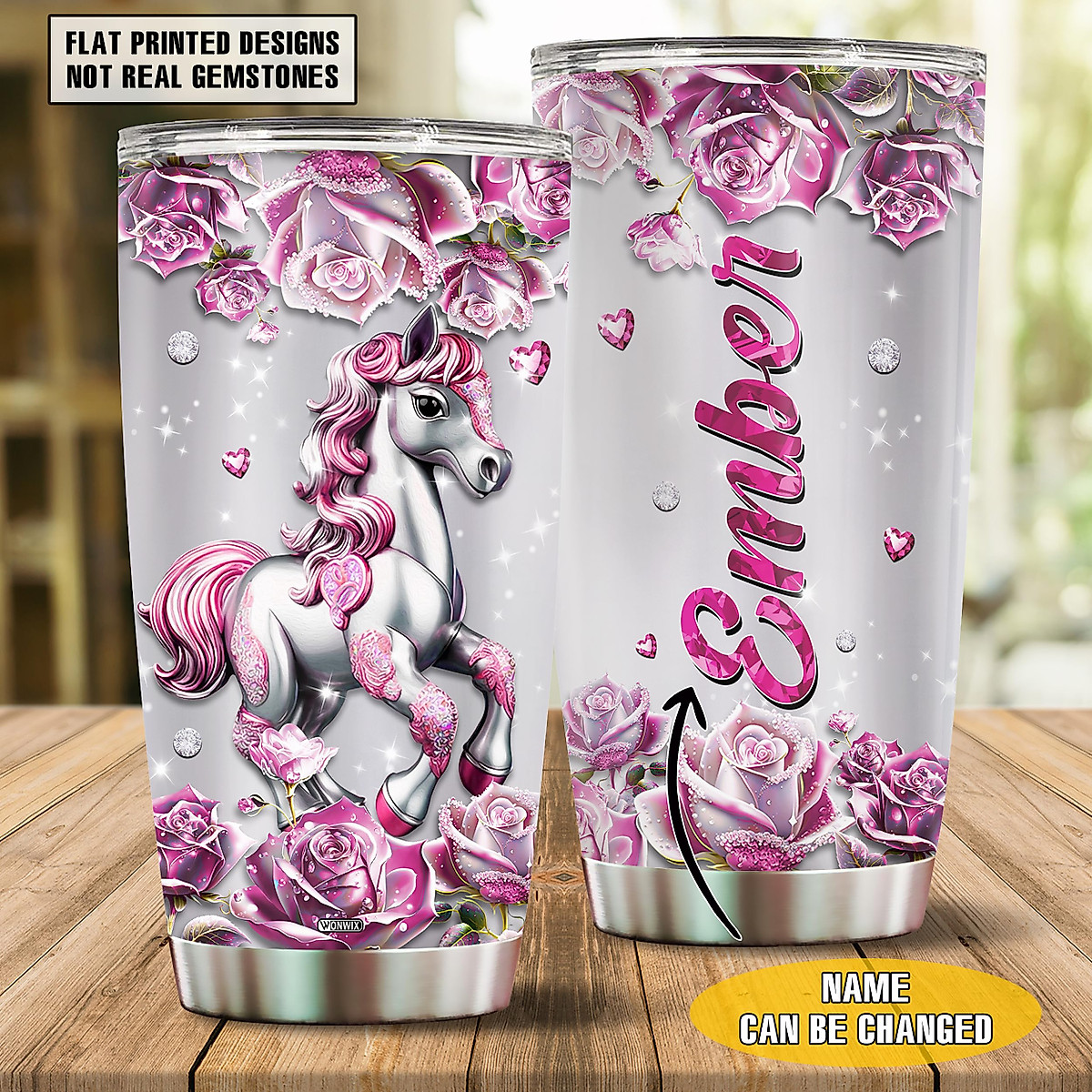 Personalized Horse Gifts for Girls, Women, Insulated Stainless Steel Coffee Cup, Travel Mug, Tumbler, Water Bottle, Gift for Horses Lover, Christmas, Birthday, Mother's Day, Valentine