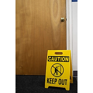 NMC FS8 CAUTION DO NOT ENTER Sign with Graphic - 12 in. x 19 in. Corrugated Plastic, Double-Sided Floor Sign with Black on Yellow
