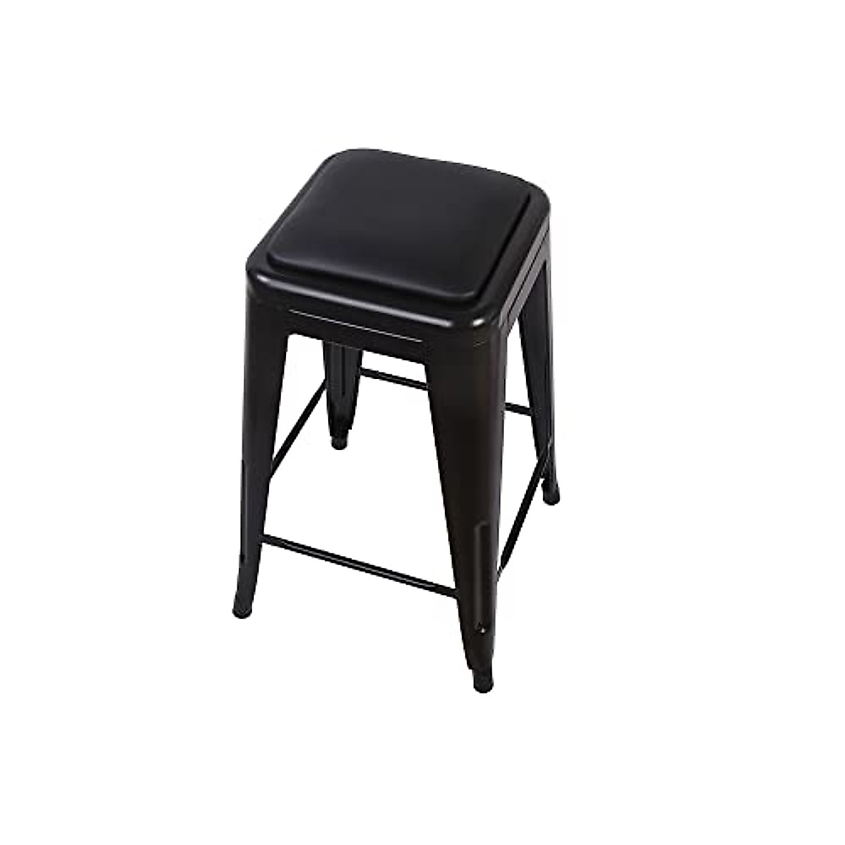GIA 24-Inch Backless Counter Stool, Qty of 1, Matte Black with Black Vegan Leather Seat