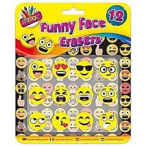 12 Funny Face Erasers