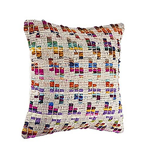 LR Home Eclectic Multicolored Chindi Throw Pillow Area Rug, 20" x 20", Multi
