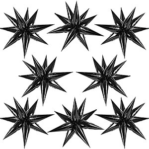 Shindel Black Star Balloons, 96PCS Spike Starburst Balloons 12 Point Foil Explosion Balloons for Graduation Birthday Wedding Baby Shower Halloween Bachelorette Party Decorations