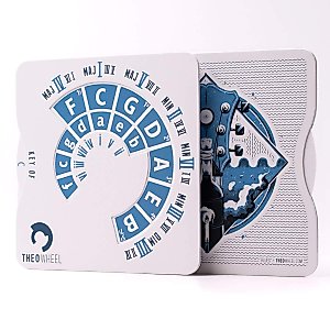Theo Wheel - Music Theory Made Simple (Blue - Blues) - Circle of Fifths Educational Tool, Learn Major & Minor Chords for Guitar, Made In The USA - Version 2