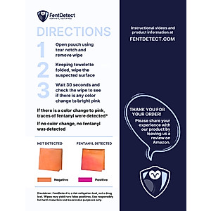FentDetect Fentanyl Detection Wipes for Drug Testing, Microfiber, Pack of 4