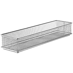 Ybm Home Silver Mesh Drawer Cabinet and or Shelf Organizer Bin, School Supply Holder Office Desktop Organizer Basket 1592 (3x12)