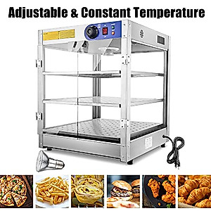 WeChef 3-Tier Pizza Warmer Countertop Display Case 24x20x20 Commercial Food Warmer Display 110V 750W for Buffet Restaurant with Removable Tray