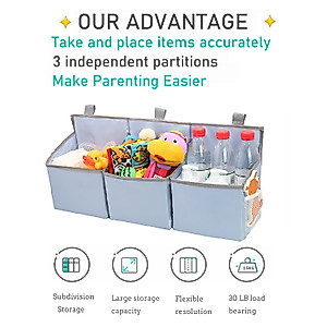 Ruyahort Hanging Diaper Caddy Organizer Sturdy and Durable Baby Organizer –Diaper Stacker for Changing Table, Crib, Playard or Wall-GREY