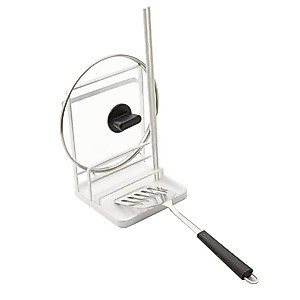 YAMAZAKI home 4772 Cooking Tool and Lid Station-Kitchen Utensil Organizer Stand, One Size, White