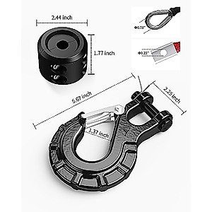 Kolvoii Synthetic Winch Rope Kit, 1/4 inch x 50ft 8500lbs Winch Cable with Steel Hook, Protective Sleeve and Winch Cable Stopper for ATV UTV Off-Road Vehicle etc(Grey Rope, Black Hook)