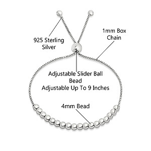Savlano 925 Sterling Silver 14K Gold Plated Italian Solid Adjustable Bolo Bead Ball Slider Bracelet Comes With Gift Box for Women - Made in Italy (White)