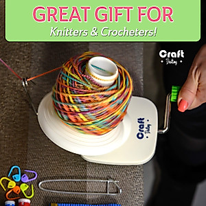 Yarn Winder by Craft Destiny - Easy to Set Up and Use - Hand Operated Yarn Ball Winder 4 Ounce Capacity - Sturdy with Metal Handle and Tabletop Clamp - Knitting kit Included