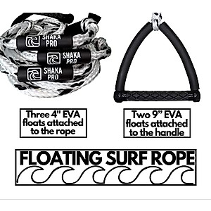 Wakesurf Rope with Handle - Adjustable 25 Foot Tow Rope with 10" Handle (White)