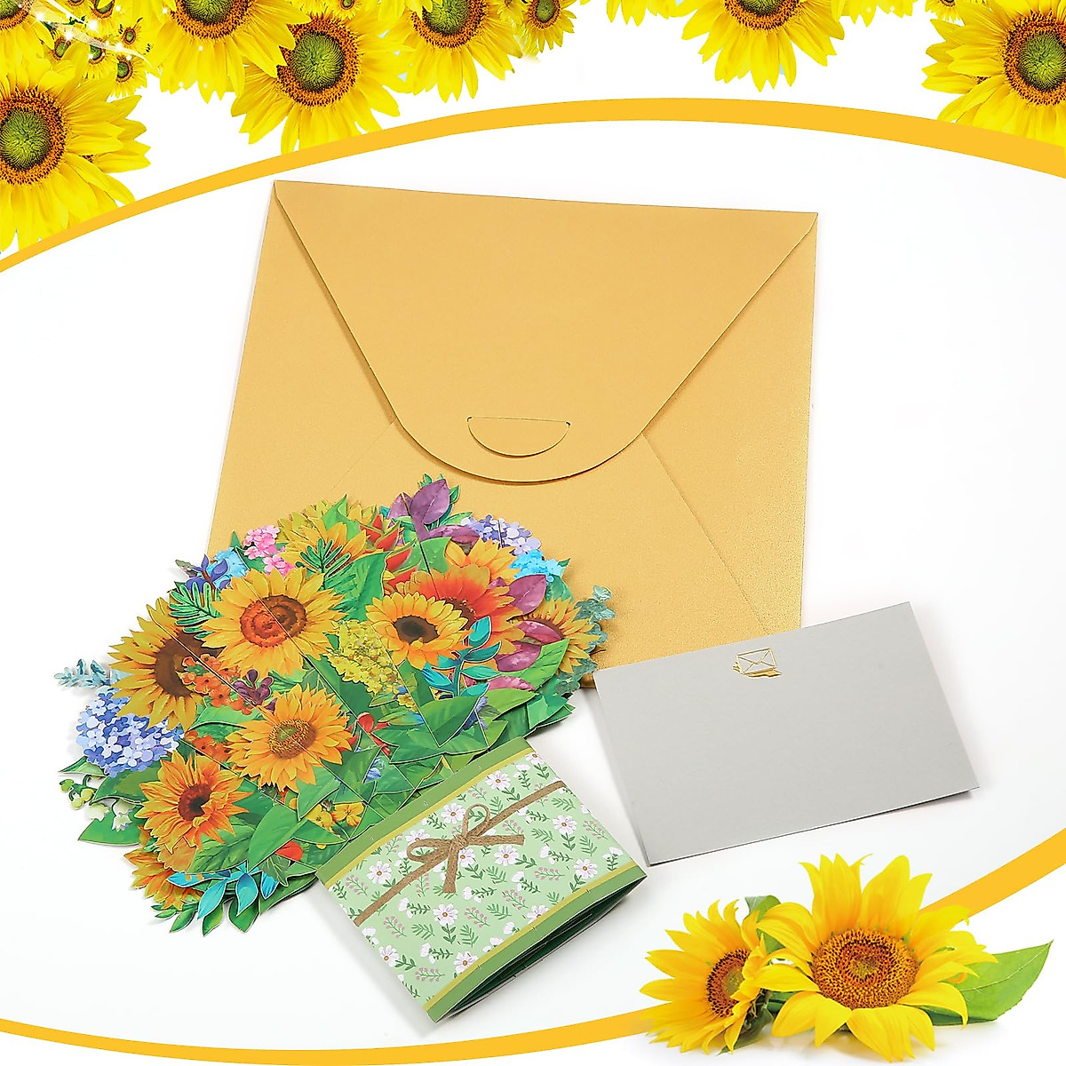 VZZNN 3 Pack Paper Flower Pop Up Cards,Forever Bouquet 3D Popup Paper Greeting Cards with Note Cards and Envelopes for all occasion,Mother's Day Gift,Anniversary,Birthday,Valentine,Christmas