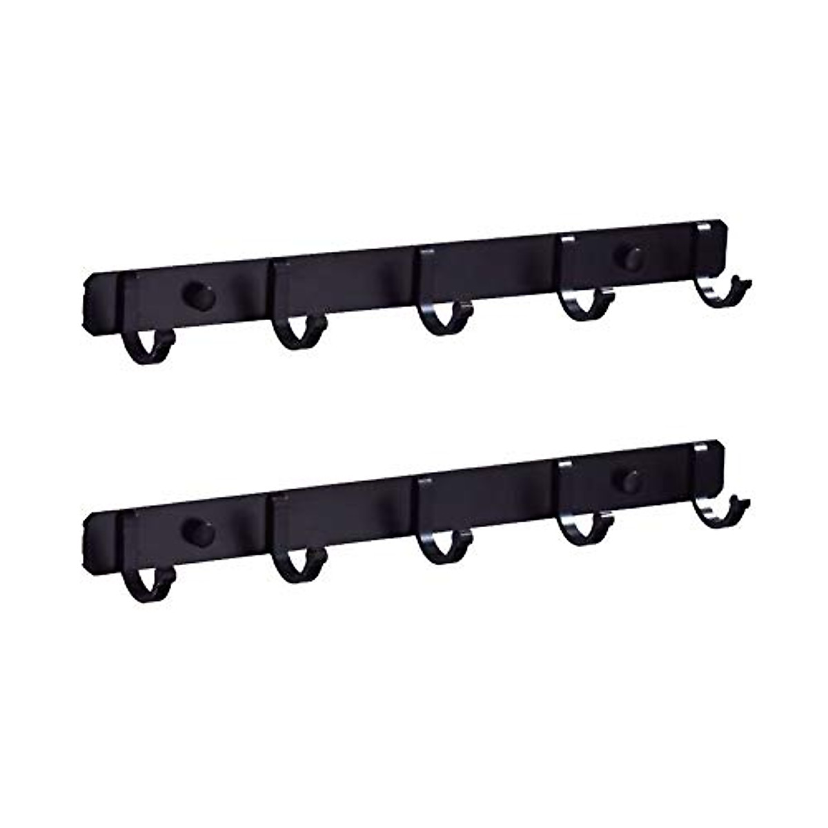 Coat Hooks Wall Mounted 2 Pack 5-Hook Coat Rack Hooks Heavy Duty Wall Hooks Hat Hanger No Drilling Hook Rack Bathroom Entryway Kitchen Door Hanging Jacket Backpack Key Towel Cup Cloth (Aluminum Black)