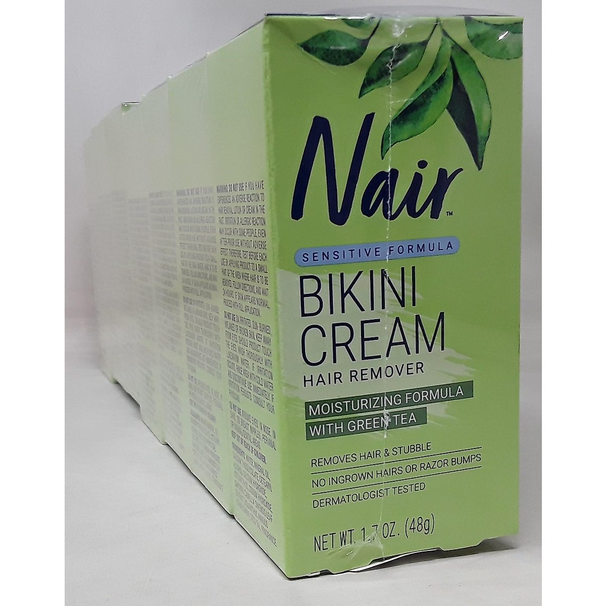 Nair Hair Remover Bikini Cream With Green Tea Sensitive Formula 1.70 oz (Pack of 7)