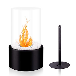 BRIAN & DANY Tabletop Fire Pit, Mini Portable Table Top Firepit Bowl, Ethanol Tabletop Fireplace for Indoor & Outdoor, Black