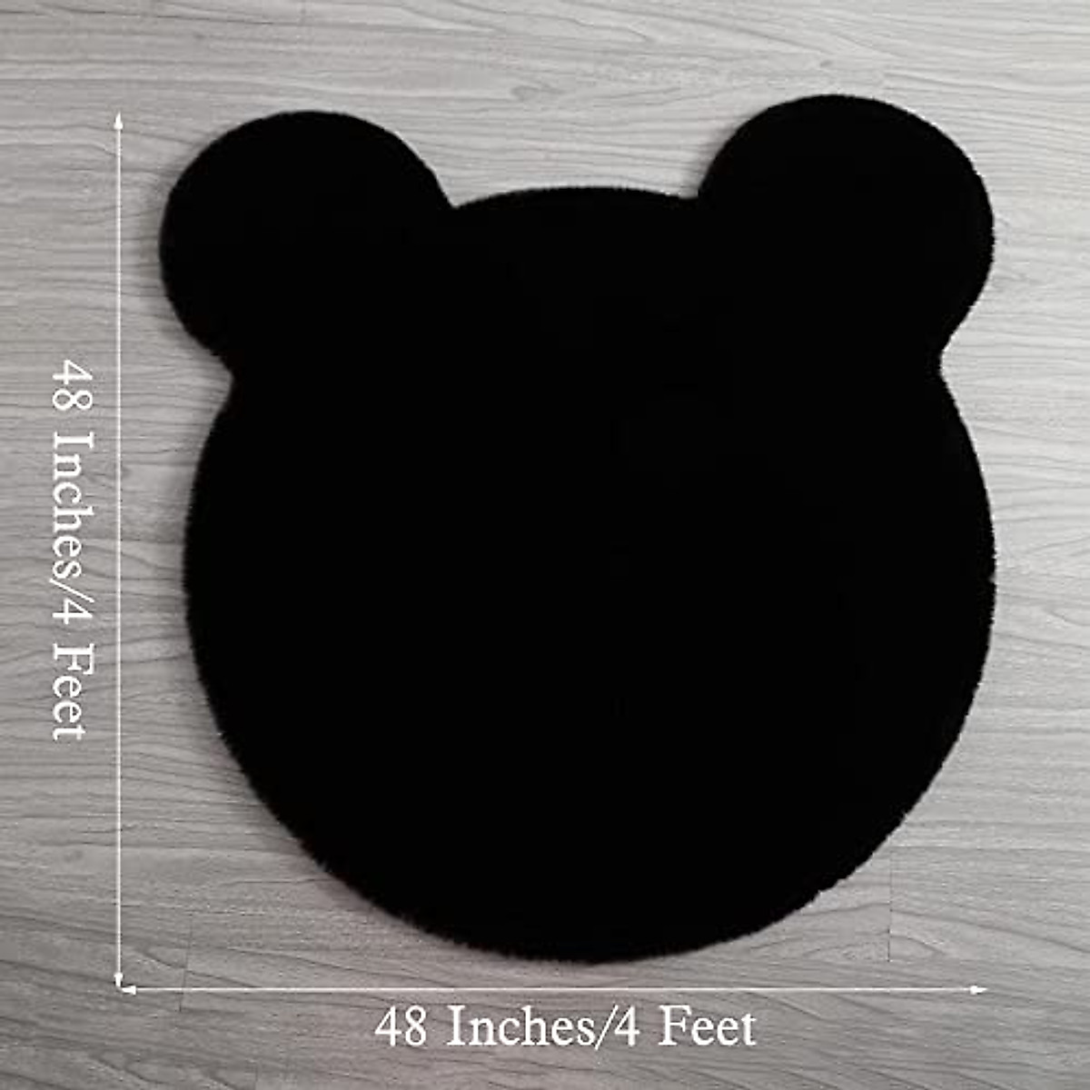 TNNOLA Bear Shaped Rug 4 x 4 Feet Faux Fur Rugs for Bedroom Aesthetic Soft Fluffy Faux Rabbit Fur Rug Fuzzy Carpet for Nursery Kids Teen Girls Room Home Decor