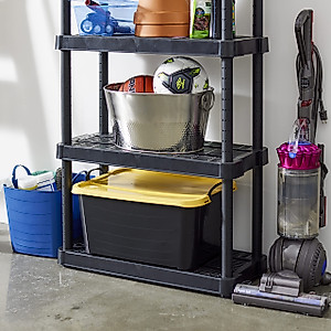 Life Story 55 Quart Plastic Stackable Storage Unit Bin with Lid and Handles for Home Garage Organization, Black and Yellow (6 Pack)