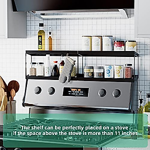2-Tier Stainless Steel Shelf for Stove Top Organizer | Over The Stove Spice Rack | Double Layer Kitchen Storage Solution | Suitable for Flat & Curved Stoves | 30" Oven Shelf