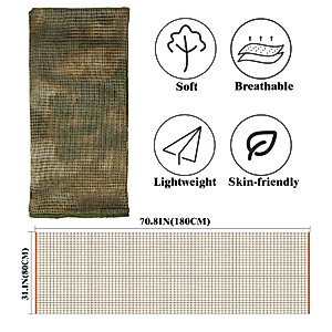 HYOUT Tactical Military Neck Scarves Woodland Camo Scarf Sniper Veil Desert Shemagh for Wargame Outdoor Sports