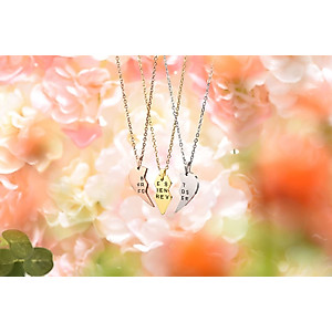 BOPREINA 3pcs Personalized Best Friends Forever BFF Necklace Stainless Steel Engraved Puzzle Heart Friendship Pendant Custom Name Matching Heart Necklaces Gift Set