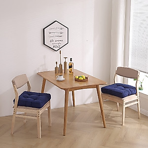 Tiita Chair Pads Cushions 18x18 Inch, Square Floor Pillows Pad for Patio Outdoor Furniture, Kitchen Dining Chairs with Ties Set of 2, Navy Blue