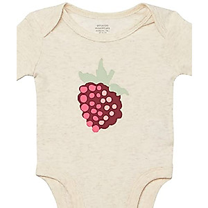 Amazon Essentials Unisex Babies' Long-Sleeve Bodysuits, Pack of 6, Ecru/Light Pink/Rose/Floral/Strawberry/Stripe, Newborn