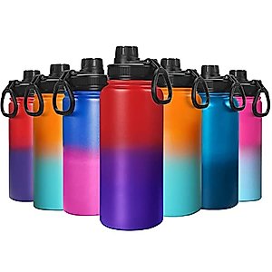 WATMHHJQ 18oz/32oz Insulated Stainless Steel Water Bottle,BPA Free,Sport Metal Thermos Water Bottles Cups, Leak-Proof Double Wall Vacuum Wide Mouth, Keep Cold for 20 Hrs/Hot 8 Hrs