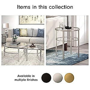 Henn&Hart Round Nested Coffee Table in White, Modern coffee tables for living room, studio apartment essentials, 36" Wide