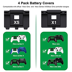 DINOSTRIKE Rechargeable Xbox Controller Battery Pack with 4 Back Covers and a USB C Charging Cable, 2x3600mWh Xbox One Controller Battery Play and Charger kit for Xbox Series X/S Remote Protectors