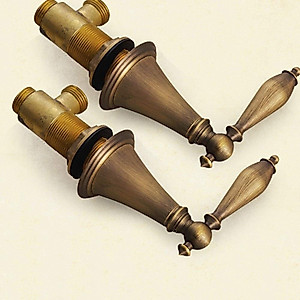 Mixer Tap Double Handle Bronze Solid Brass Sink Hot and Cold Water Tap 3-holes Full Copper Kitchen Basin Mixer Faucet Deck Mounted Bathroom Washbasin Tap Bath Bathtub Waterfall Faucet Set