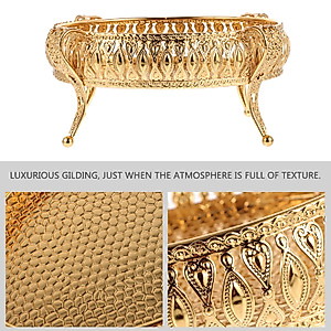 Cabilock 3 Pcs Metal Fruit Plate Offering Plate Fruit Basket Holder Serving Dishes Offering Bowl Snack Serving Tray Cookie Storage Bowl Dry Fruits Biscuit Gold Plated Iron Dried Fruit Plate