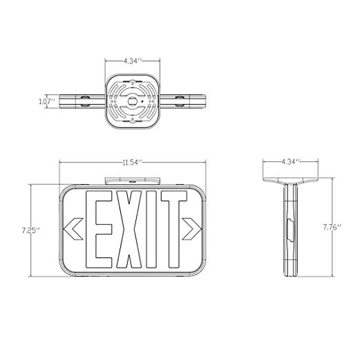 LIT-PaTH LED Emergency EXIT Sign with Double Face and Back Up Batteries- US Standard Red Letter Exit Lighting, UL 924 and CEC Qualified, 120-277 Voltage, 1-Pack