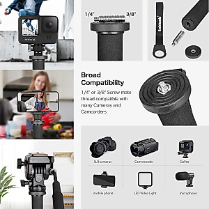 Koolehaoda Professional 65-inch Camera Aluminium Monopod with Folding Three Feet Support Stand