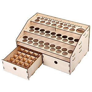 DIY Wooden Organizer Paint Bottles Display Rack Brushes Holder Stand Storage Model Tool