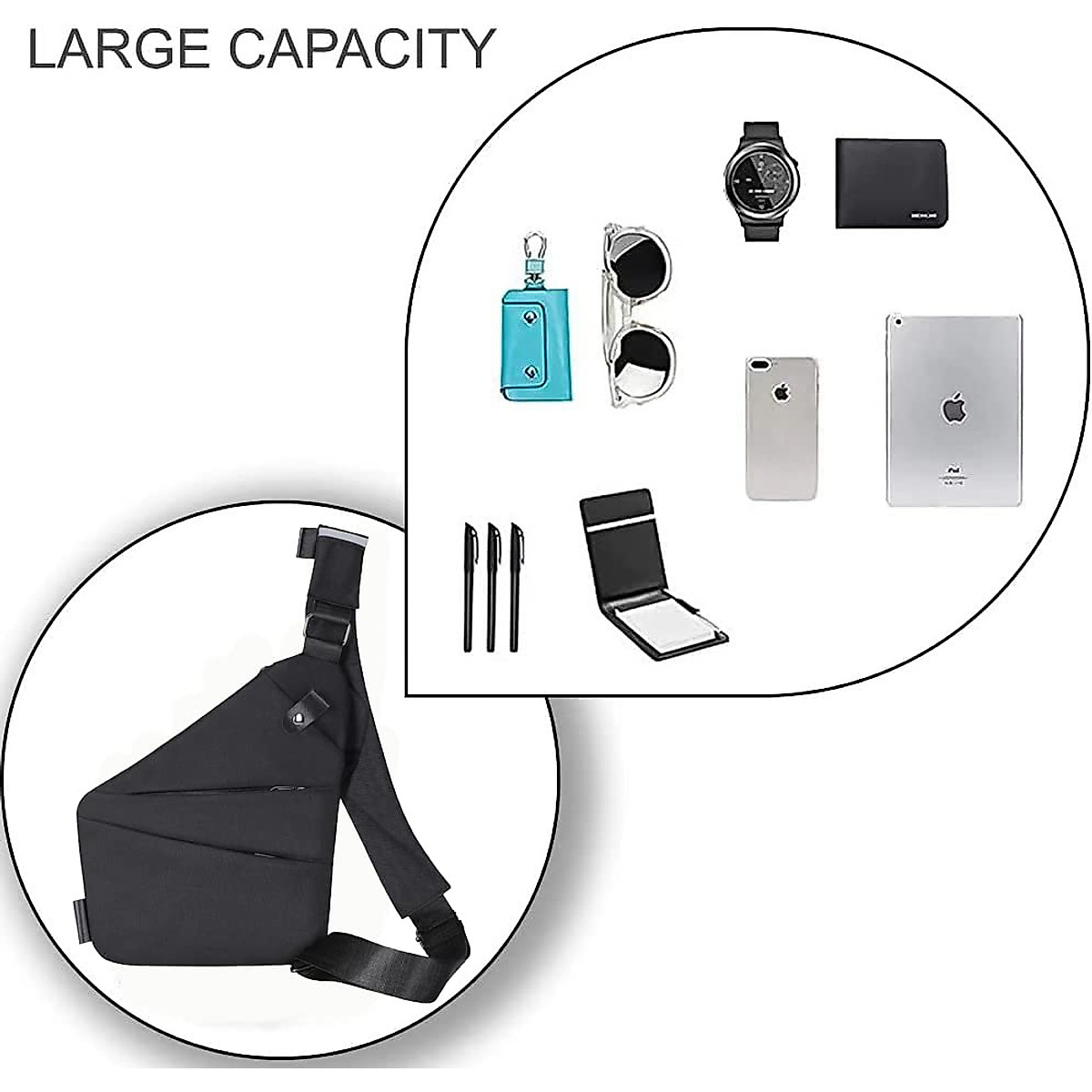 ComShion Shoulder Backpack, Anti-Theft Waterproof Small Sling Bag for Men/Women Chest Backpack,Right-Handed Shoulder Bag for Walking Biking Travel