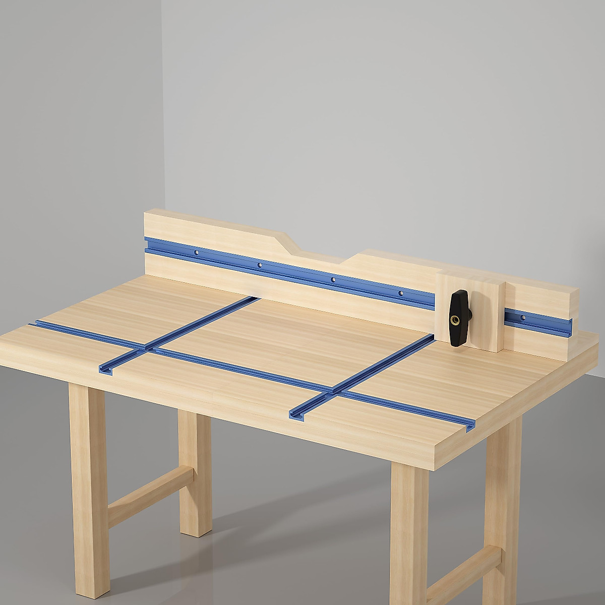 4 Pack 48" T-Track for Woodworking with Screws, Aluminum Alloy Woodworking Tools Double Cut Profile Universal T-Tracks with Predrilled Mounting Holes, Anodized Blue