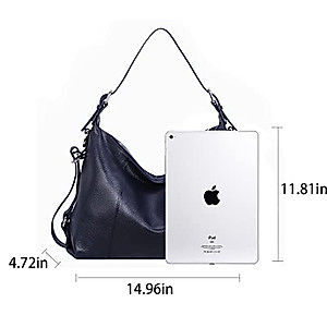 HESHE Vintage Genuine Leather Purses and Handbags for Women and Ladies Shoulder Bag Crossbody Bags (Dark Blue)