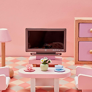 Skylety 2 Pieces 1:12 Miniature TV Television with Remote Control Dollhouse Television Dollhouse Mini Furniture Model Dollhouse Decoration Accessories