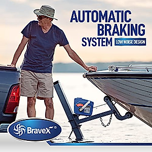 Bravex Trailer Winch 6000LBS, Reversible Portable 12-Volt DC Electric Winch Boat Trailer Truck Power-in, Power-out (Corded Remote Control & Hand Crank)